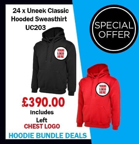 Uneek Classic Pullover Heavyweight Hoodie UC502 Bundle Pack of 24 ...